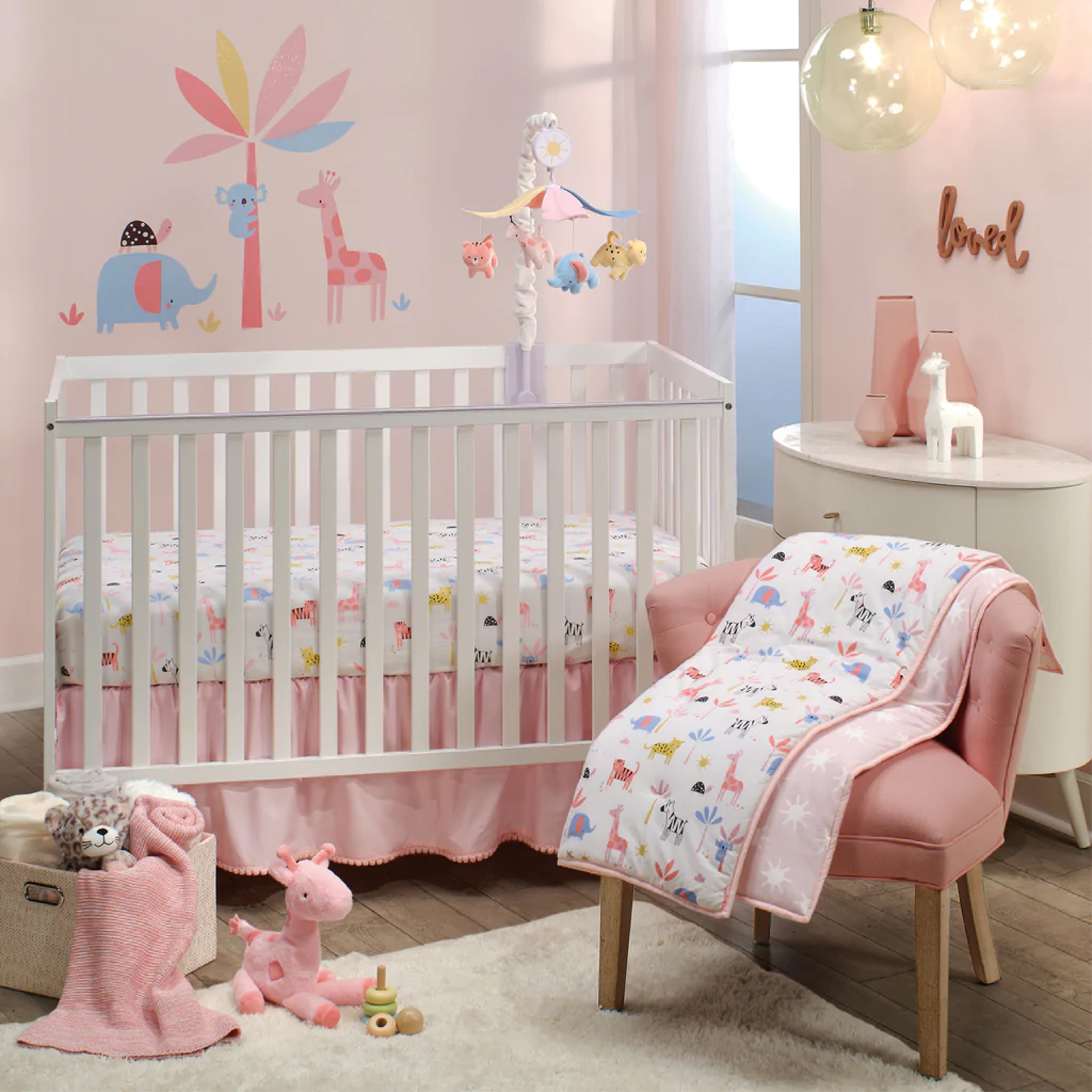 SNUGGLE JUNGLE PASTEL SAFARI ELEPHANT/ GIRAFFE/TREE WALL DECAL – Dolce ...