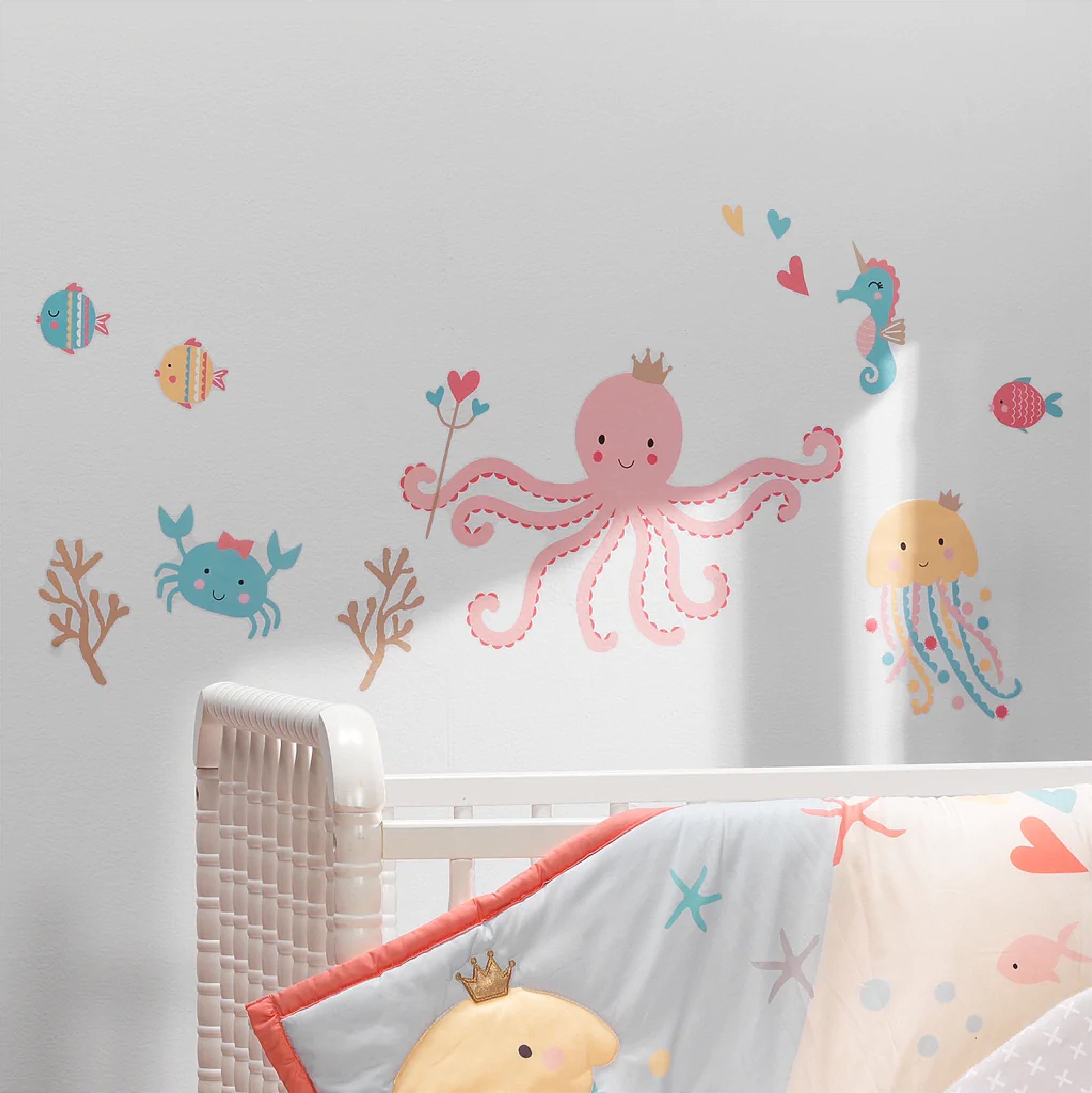 'OCEAN MIST PINK / AQUA SEA ANIMALS' WALL DECALS – Dolce Bambino Co